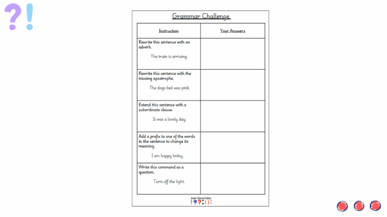 Grammar Challenge 10 – Easy Education Grammar