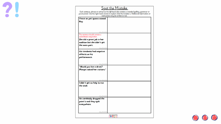 Spot the Mistake 4 – Easy Education Grammar