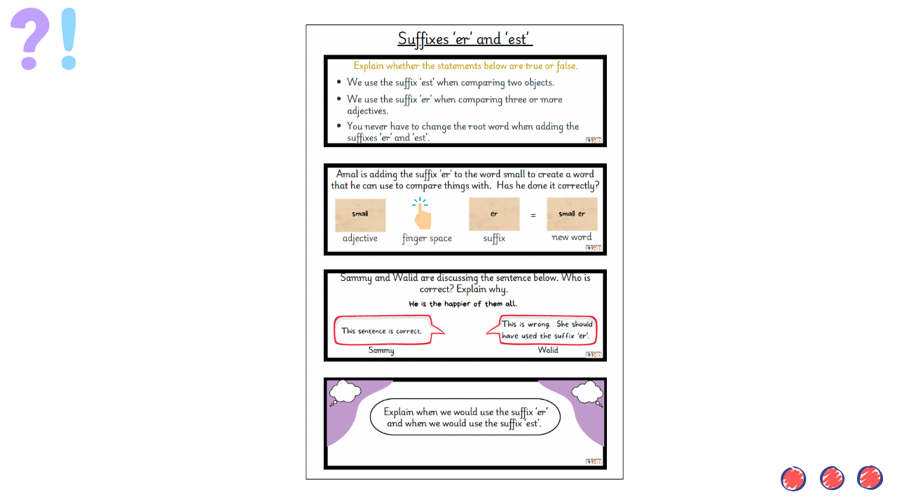 Suffixes ‘er’ and ‘est’ Mastery Activities – Easy Education Grammar