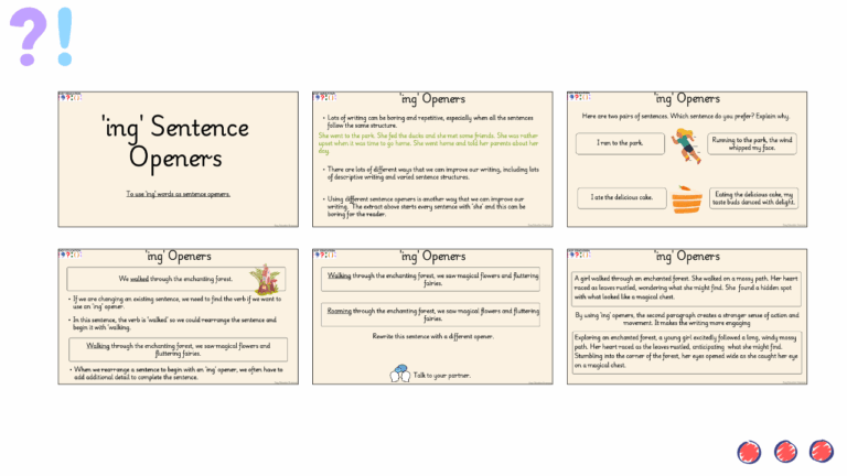 ‘Ing’ Sentence Openers – Easy Education Grammar