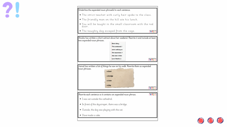 Expanded Noun Phrases Objective Starters – Easy Education Grammar