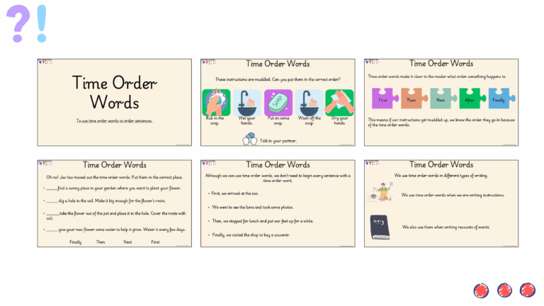 Time Order Words – Easy Education Grammar