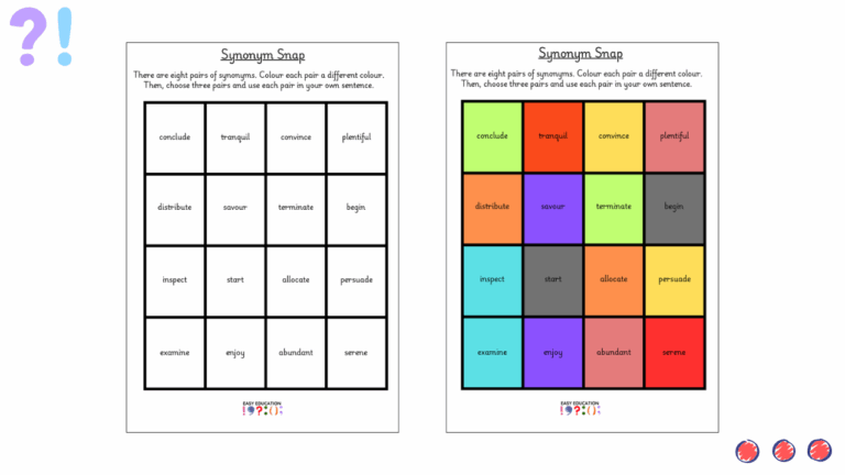 Synonym Snap 2 – Easy Education Grammar