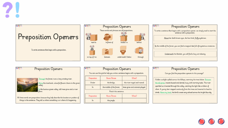 Preposition Openers – Easy Education Grammar