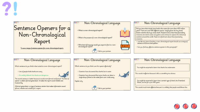 Sentence Openers for a Non-Chronological Report – Easy Education Grammar