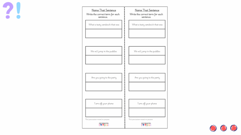Name That Sentence 1 – Easy Education Grammar