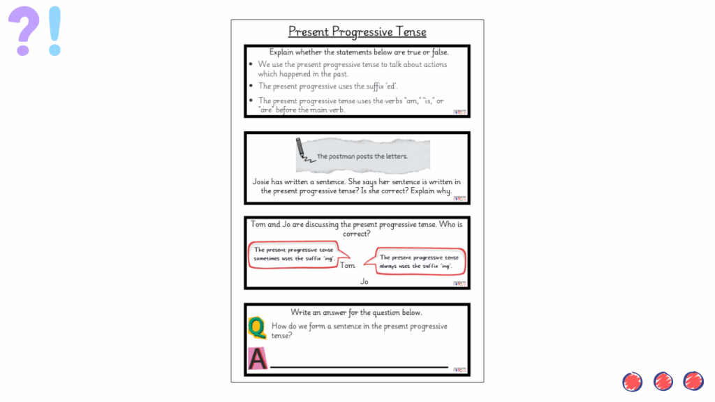 Present Progressive Tense Mastery Activities – Easy Education Grammar